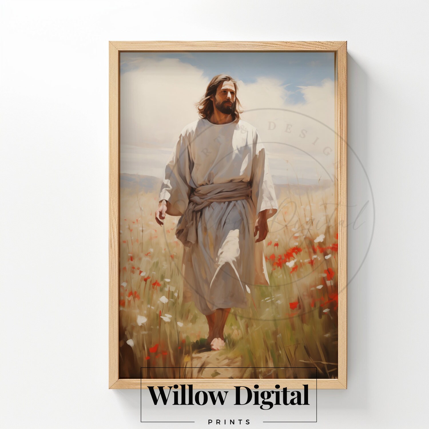 Jesus Christ Come Follow Me Peaceful Wildflowers Painting Christian Artwork Bible Scriptures ...