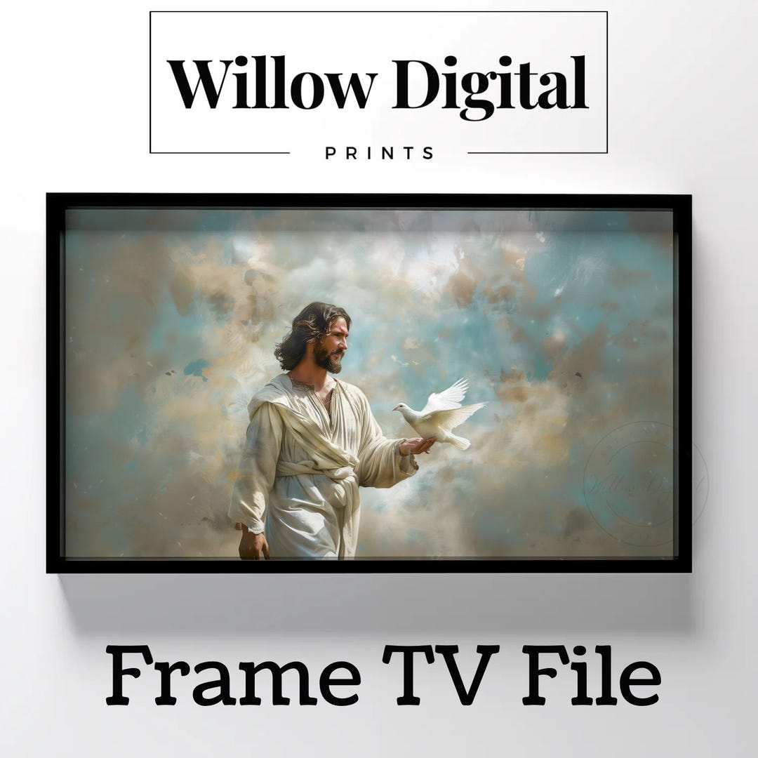 Frame TV Jesus Christ Holding a Dove Come Follow Me Peaceful Painting ...