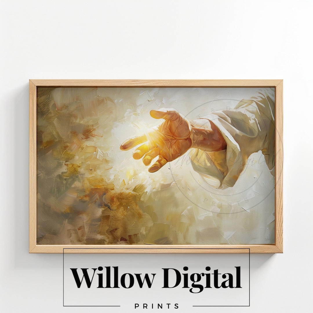 Hand of Jesus Christ Reaching Out Helper Oil Painting Christian Artwork ...