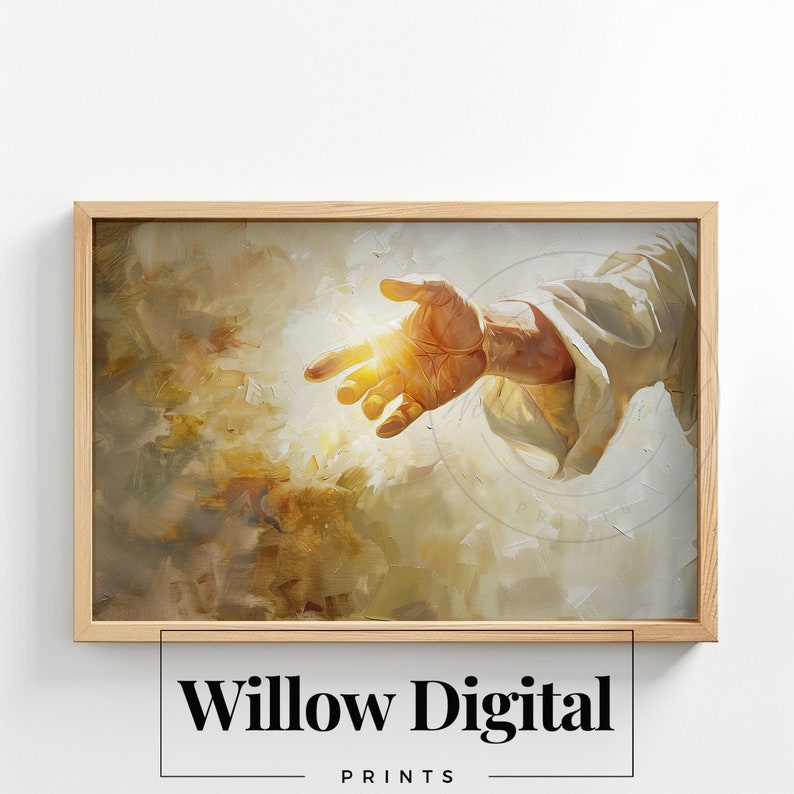 Hand of Jesus Christ Reaching Out Helper Oil Painting Christian Artwork ...