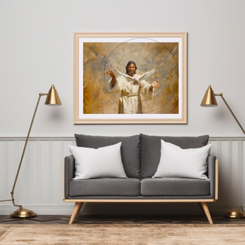 Jesus Christ Releasing a Dove Holy Ghost Spirit Oil Painting Christian ...