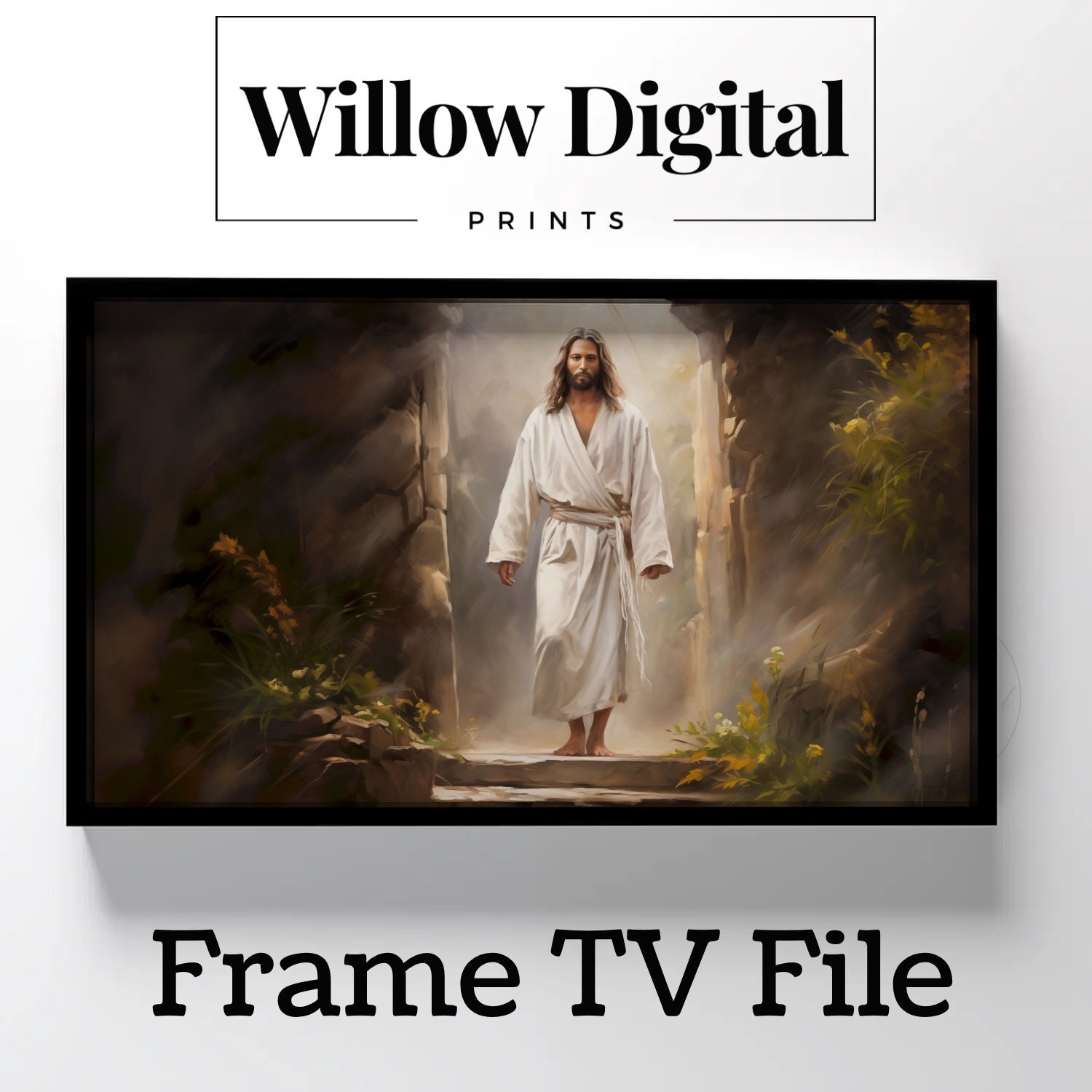 Frame TV Jesus Christ Resurrection Come Follow Me He is Risen Oil ...
