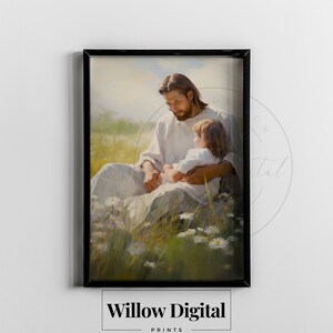 Jesus Christ Holding Child Come Follow Me He is Risen Oil Painting ...