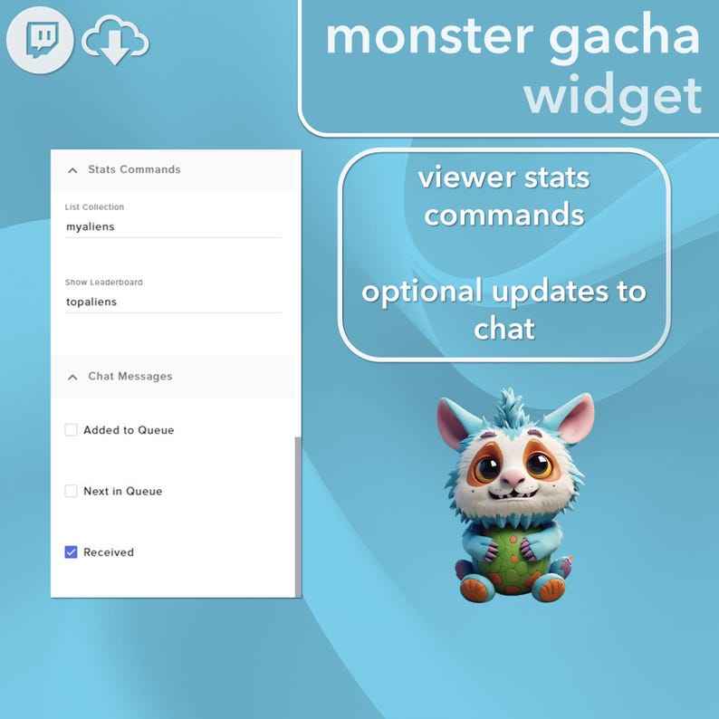 Twitch Gacha Overlay | Blue Monster Collection Widget | Streamelements ...