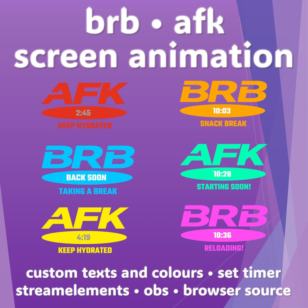 BRB AFK Screen Animation | Streamelements Animated Browser Source ...