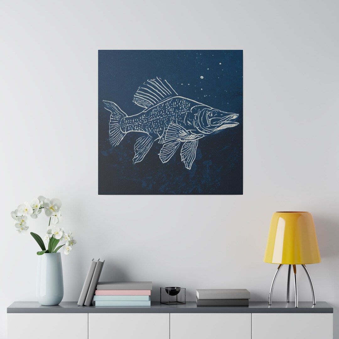 Walleye Linocut Matte Canvas Print - Etsy