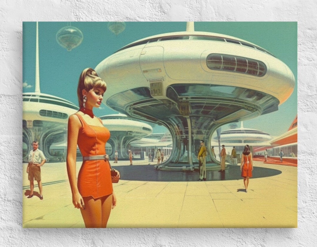 Mid Century Modern Futuristic Scene Canvas Print - Etsy