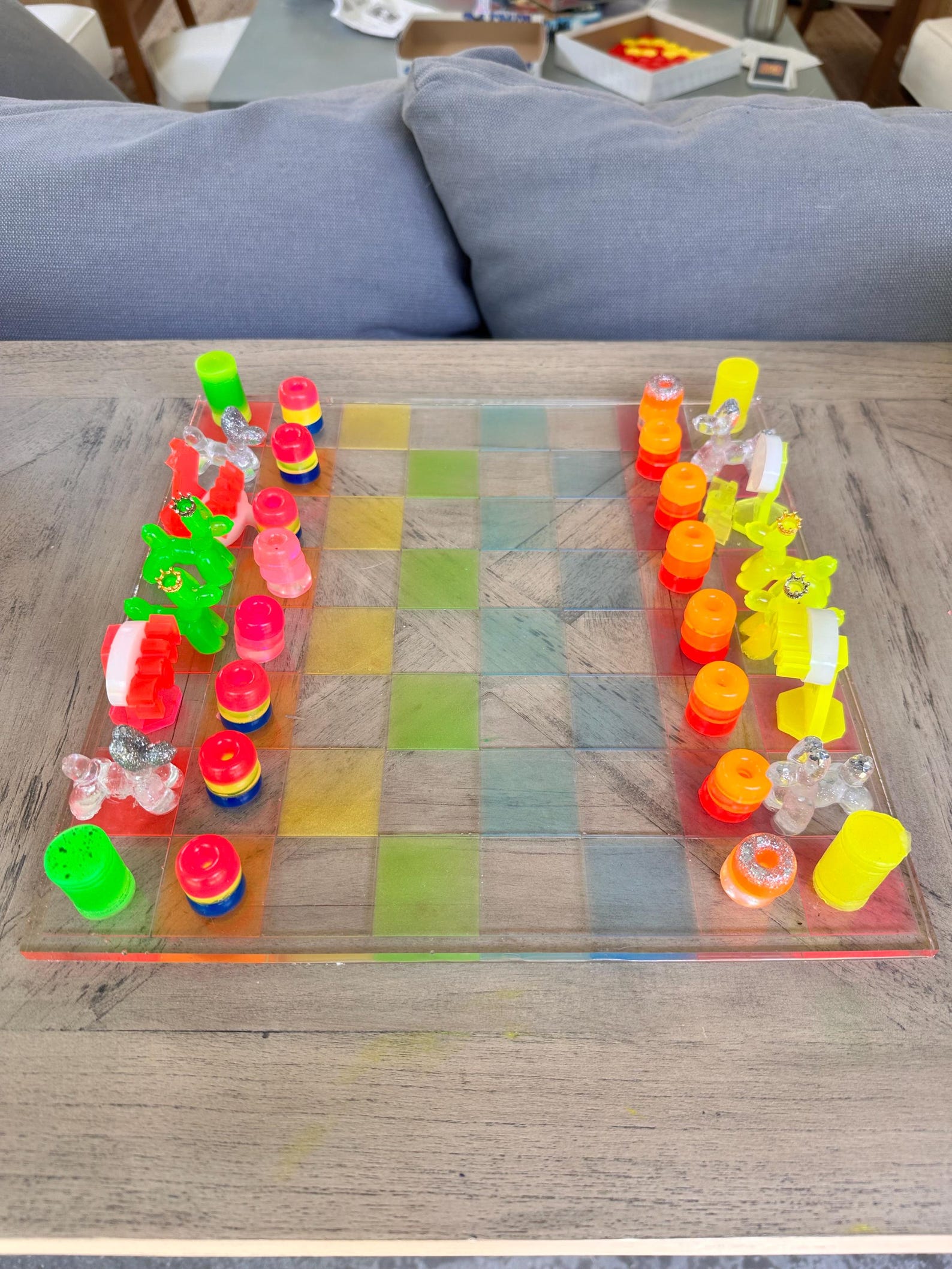 Rainbow Pop Art Chess Set Handmade Resin Art Colorful Home Decor Unique ...