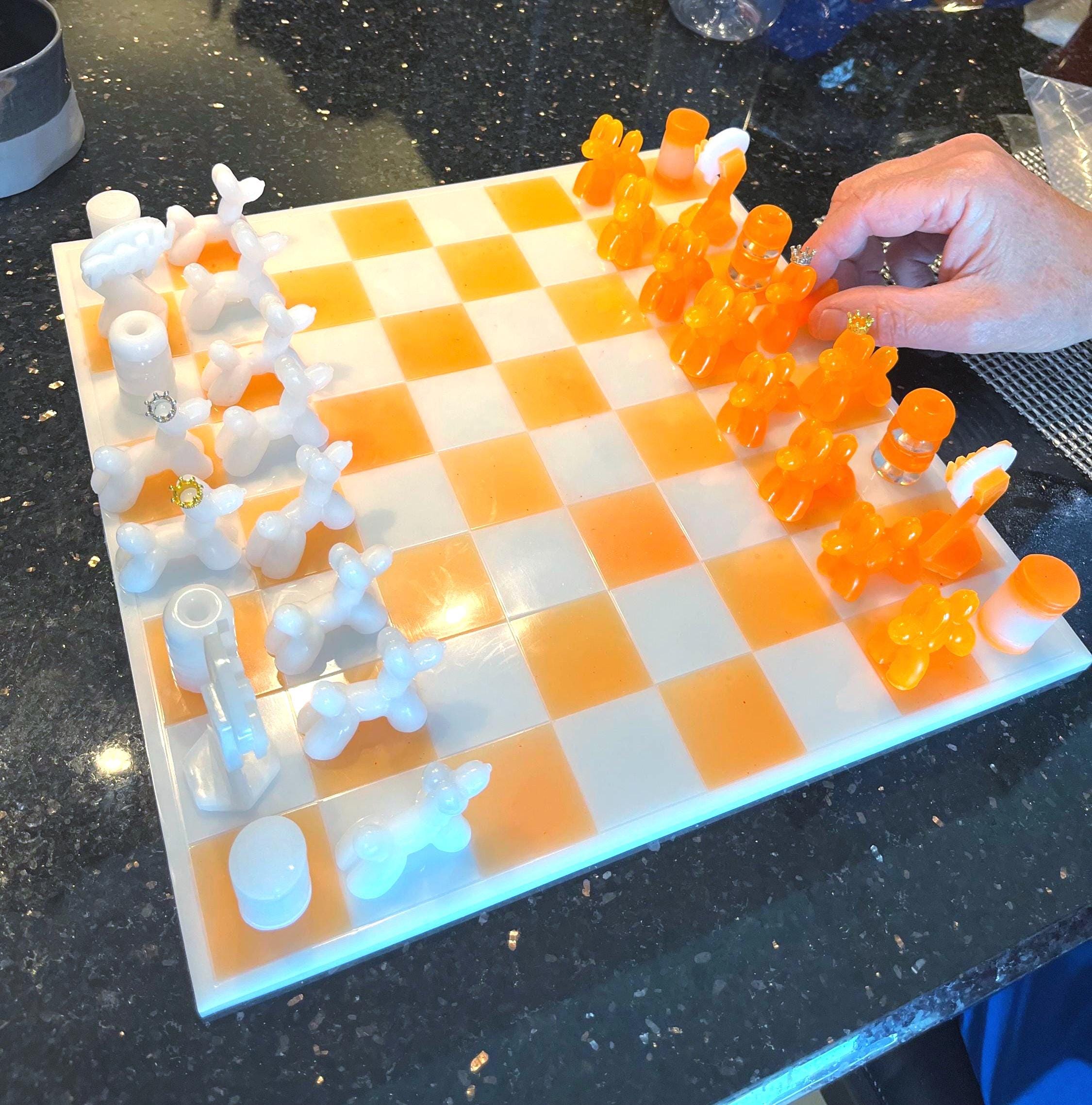 Rainbow Pop Art Chess Set Handmade Resin Art Colorful Home Decor Unique ...