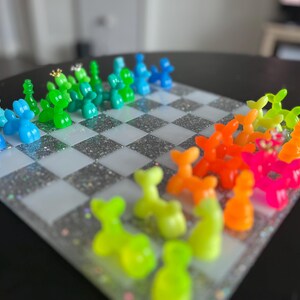 Luxury Neon Resin Chess Set: Handmade Collectible Board Game - Etsy