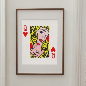 Queen of Hearts Playing Card Pop Art Print, Vibrant Wall Decor for Home ...