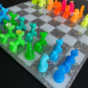 Luxury Neon Resin Chess Set: Handmade Collectible Board Game - Etsy