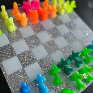 Luxury Neon Resin Chess Set: Handmade Collectible Board Game - Etsy