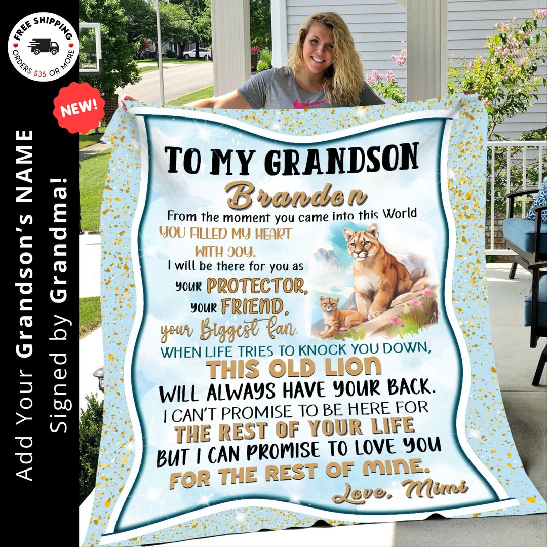 Personalized to My Grandson Name Blanket, Grandson Blanket, Custom Name ...