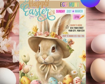 Editable Easter Egg Hunt Invitation - INSTANT DOWNLOAD DIY - Easter ...