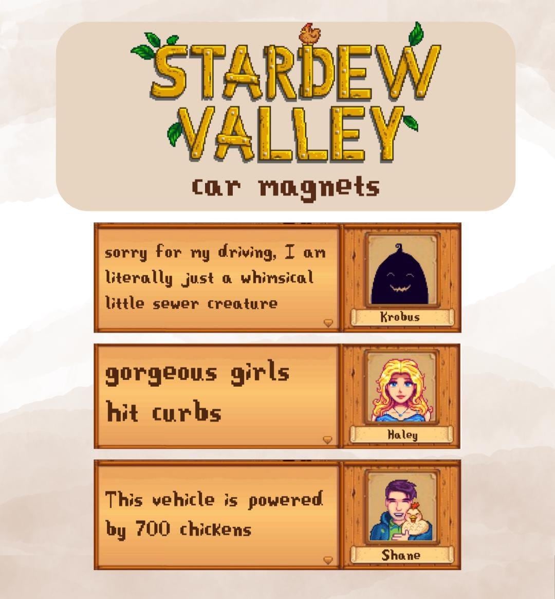 Stardew Valley Bumper Magnet | Gifts for Gamers | Cozy Gaming Car Decor ...