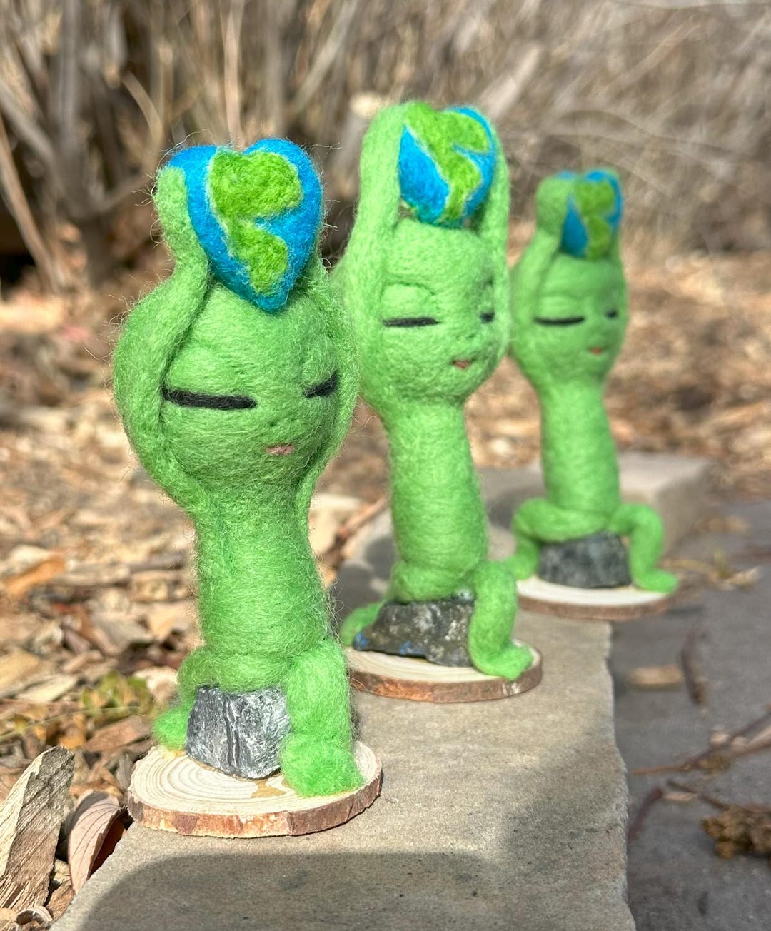 Warrior 1 Zen Alien Yogi, Needle Felted Desk Doll - Etsy
