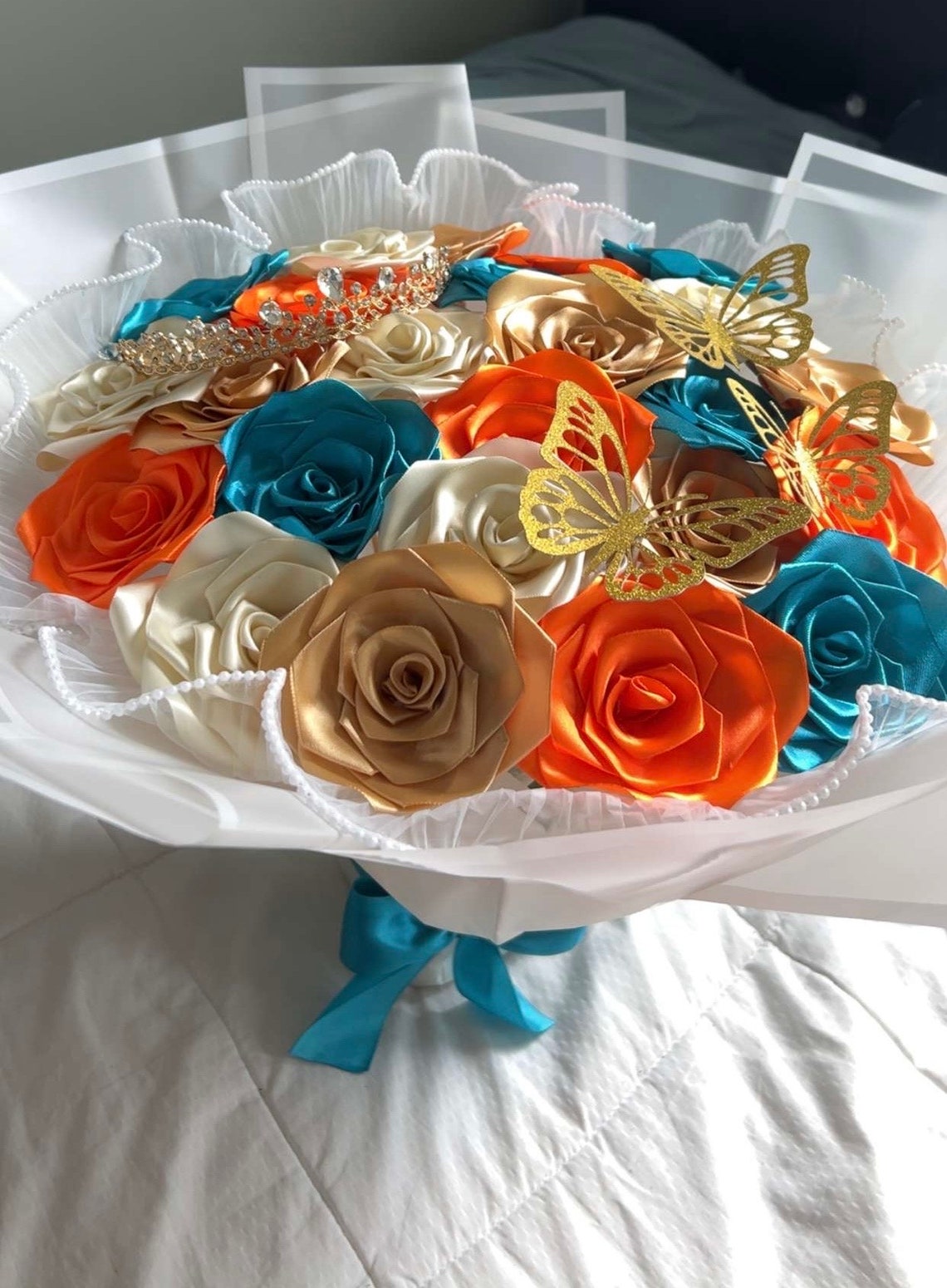 Ribbon Rose Bouquet - Etsy