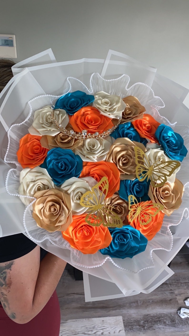 Ribbon Rose Bouquet - Etsy