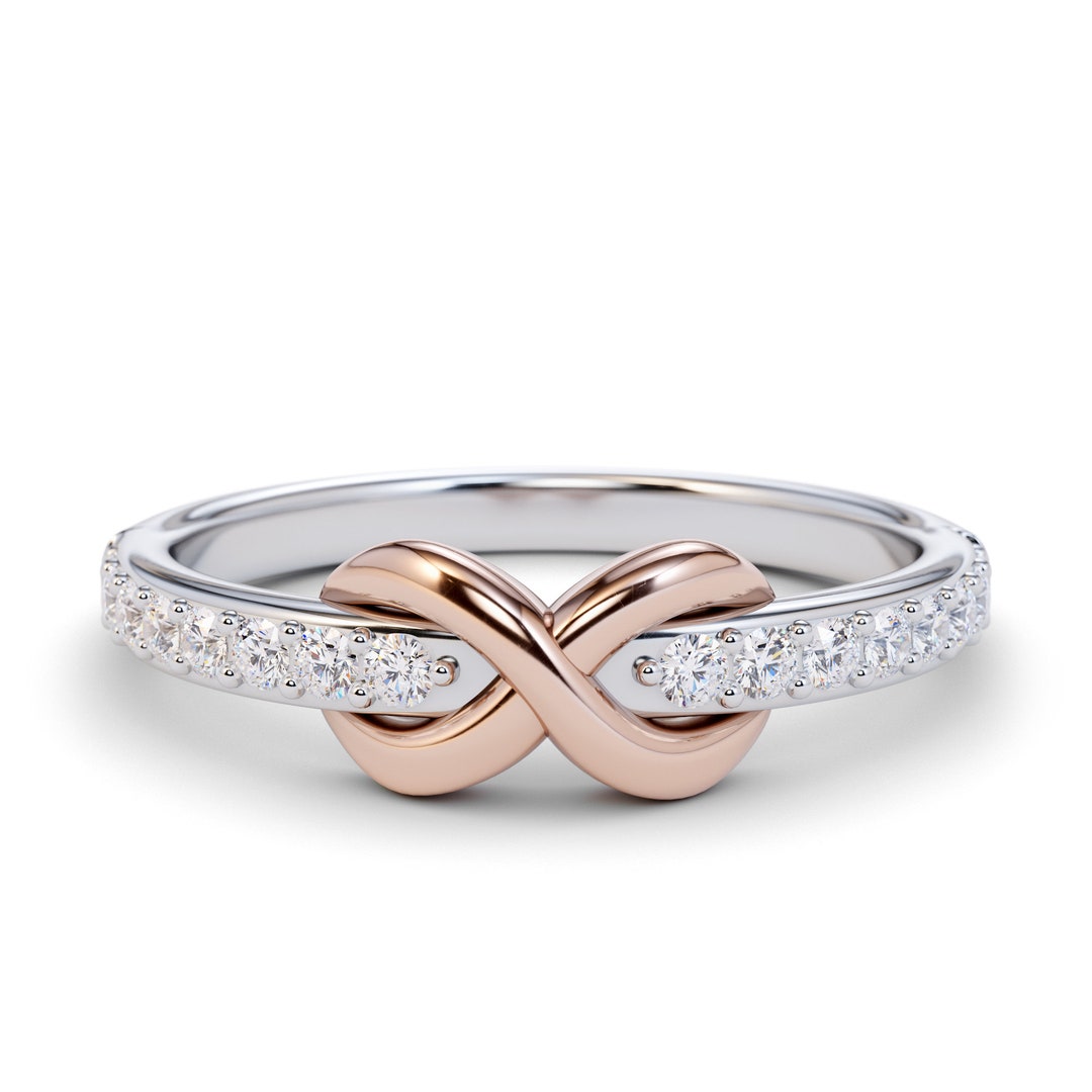 14k Solid Gold Diamond Infinity Ring / Dainty Irish Detailed Ring ...