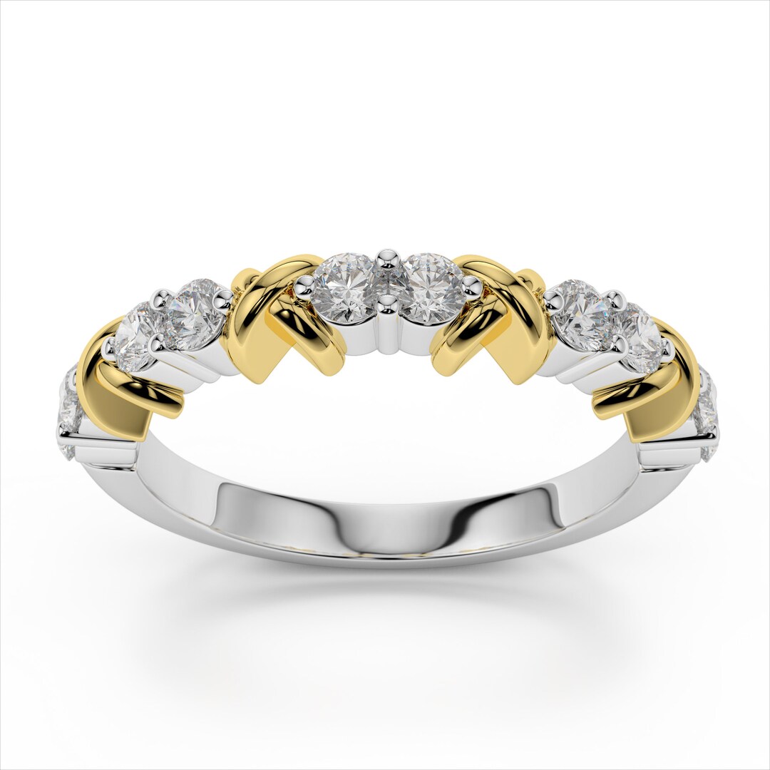 X-O Half Eternity Wedding Ring Ethically Sourced Diamond Stackable ...