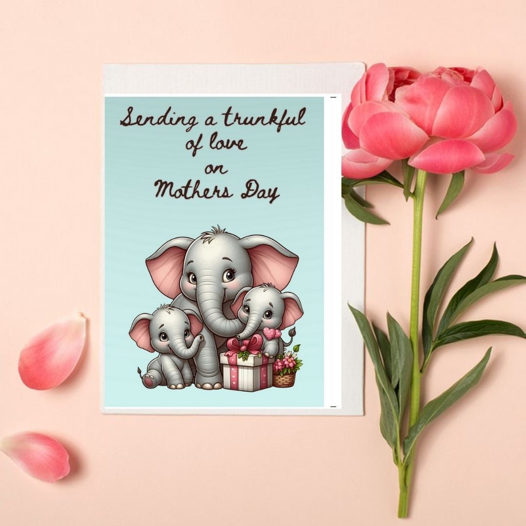 Digital Download - Elephant Mothers Day Card - Etsy