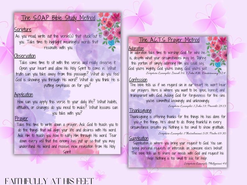 S.O.A.P and A.C.T.S Bundle, Printable Bible Study and Prayer Method, 9 ...