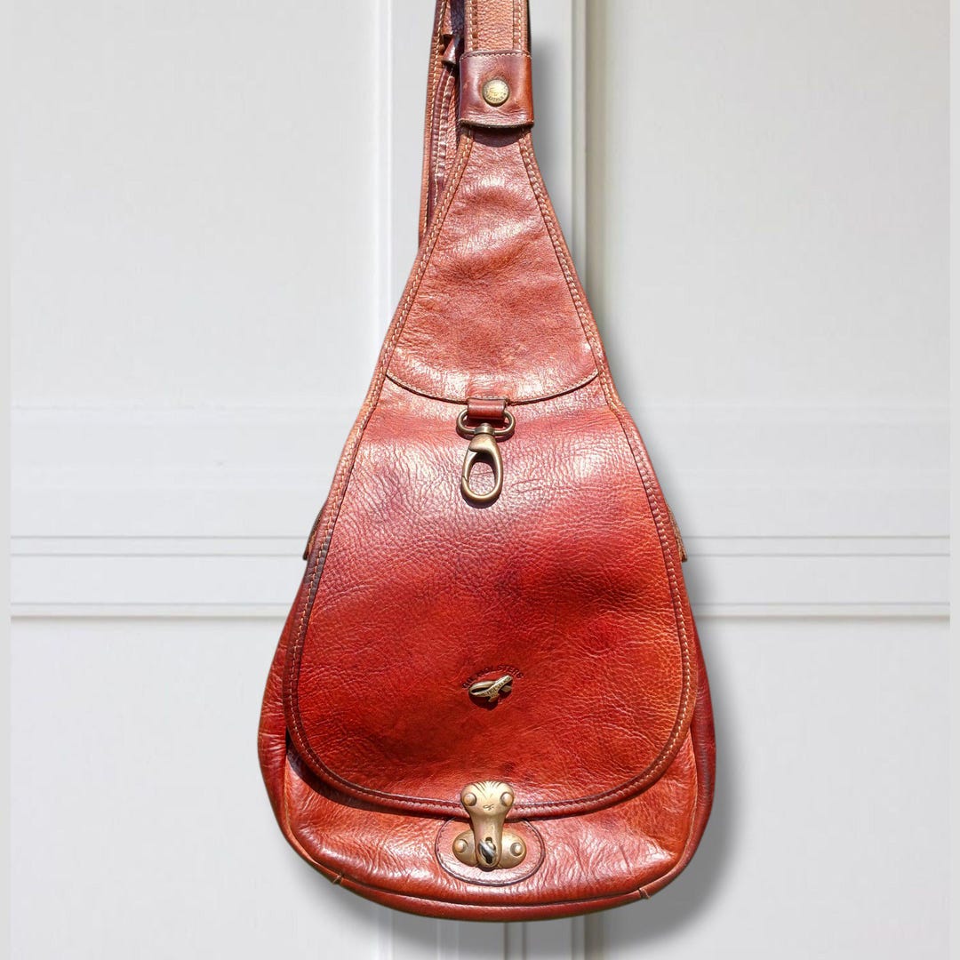 Vintage Leather Backpack GIL HOLSTERS - France, 80's, Brass Hardware ...