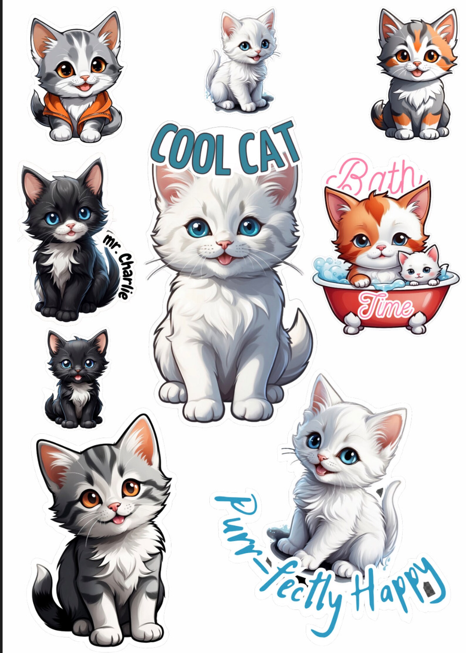 Bath Time Cats - Adorable Bathing Cats Digital Art Bundle (PNG, PDF) - Etsy