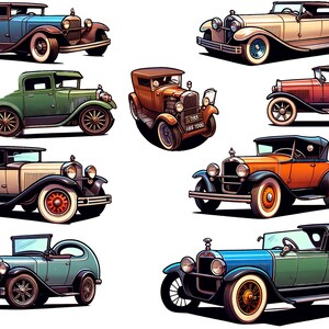 Classic Car Stickers Vintage 50s-60s Car Digital Bundle PNG, PDF - Etsy