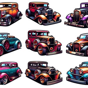 Classic Car Stickers Vintage 50s-60s Car Digital Bundle PNG, PDF - Etsy