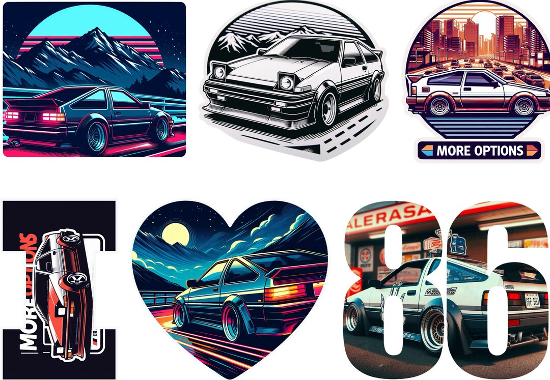 Classic Drift Icon Stickers - Digital Bundle of Legendary Japanese ...