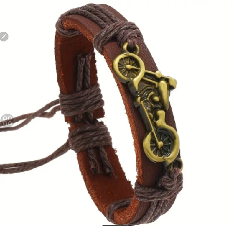 Motorbike Bracelet Leather, Biker Bracelet, Motorcycle Charm, Motorbike ...