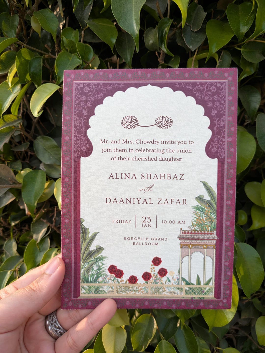 Mughal Rose Garden Wedding Invitation, Pichwai Themed Purple E-vite ...