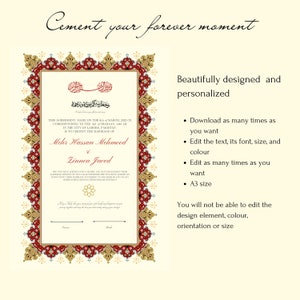Elegant Nikahnama, Royal Muslim Marriage Certificate, Islamic Wedding ...