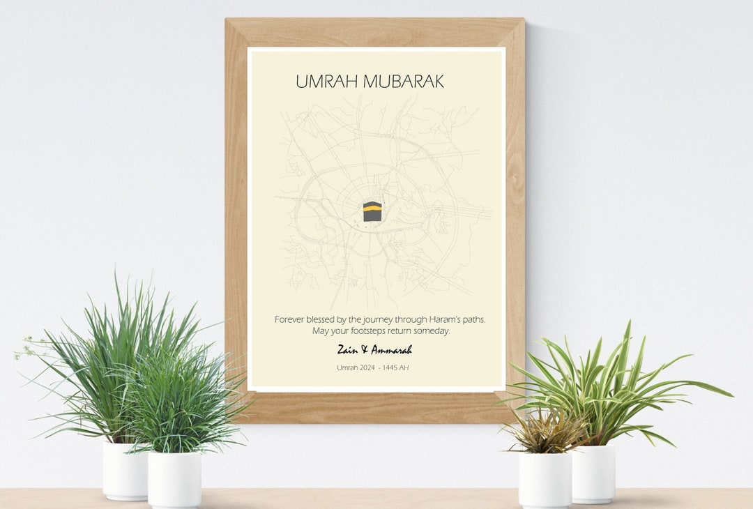 Personalised Umrah Certificate, Umrah Commemoration Gift, Mecca Street ...