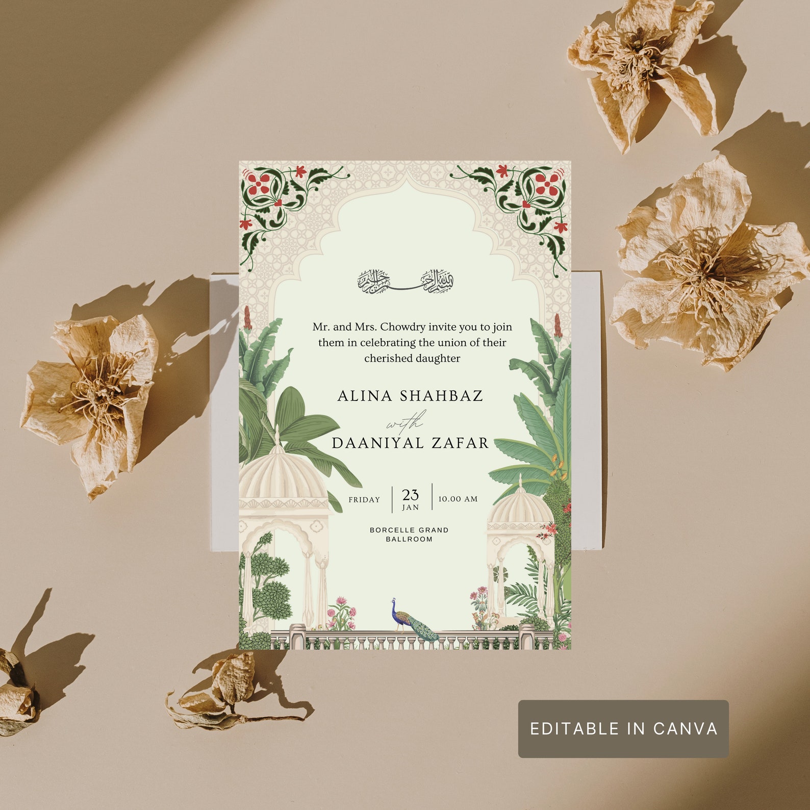 Mughal Wedding Invite, Modern Indian Wedding Card Design , Elegant ...