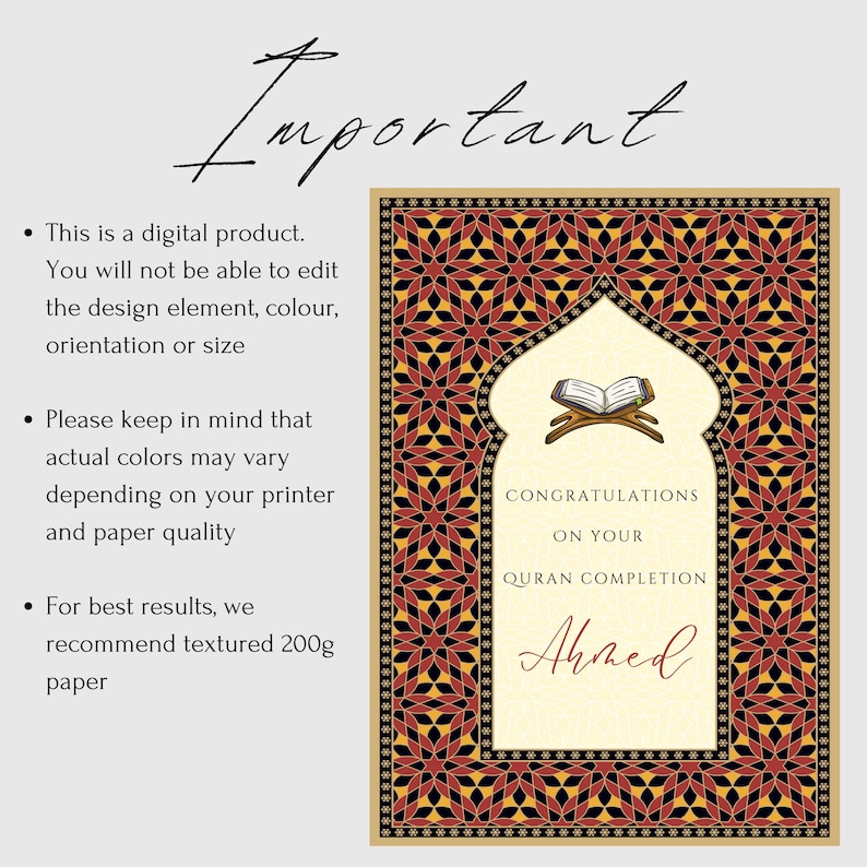 Quran Completion Card, Mosaic Pattern Ameen Mubarak Digital Card ...