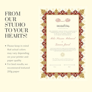 Elegant Nikahnama, Royal Muslim Marriage Certificate, Islamic Wedding ...