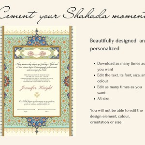 Muslim Revert Certificate, Islamic Shahada Ceremony, Sentimental ...