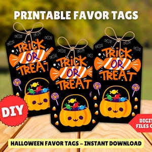 Printable Halloween Gift Tags DIY Trick or Treat Favor Tags Kids ...