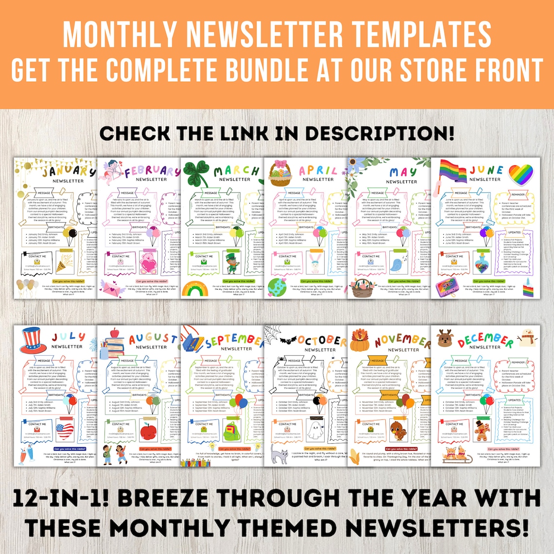 August Classroom Newsletter Template Printable Monthly Teacher Template ...