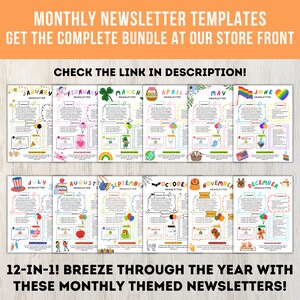 August Classroom Newsletter Template Printable Monthly Teacher Template ...