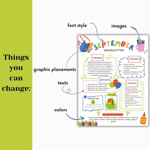 September Classroom Newsletter Template Printable Monthly Teacher ...