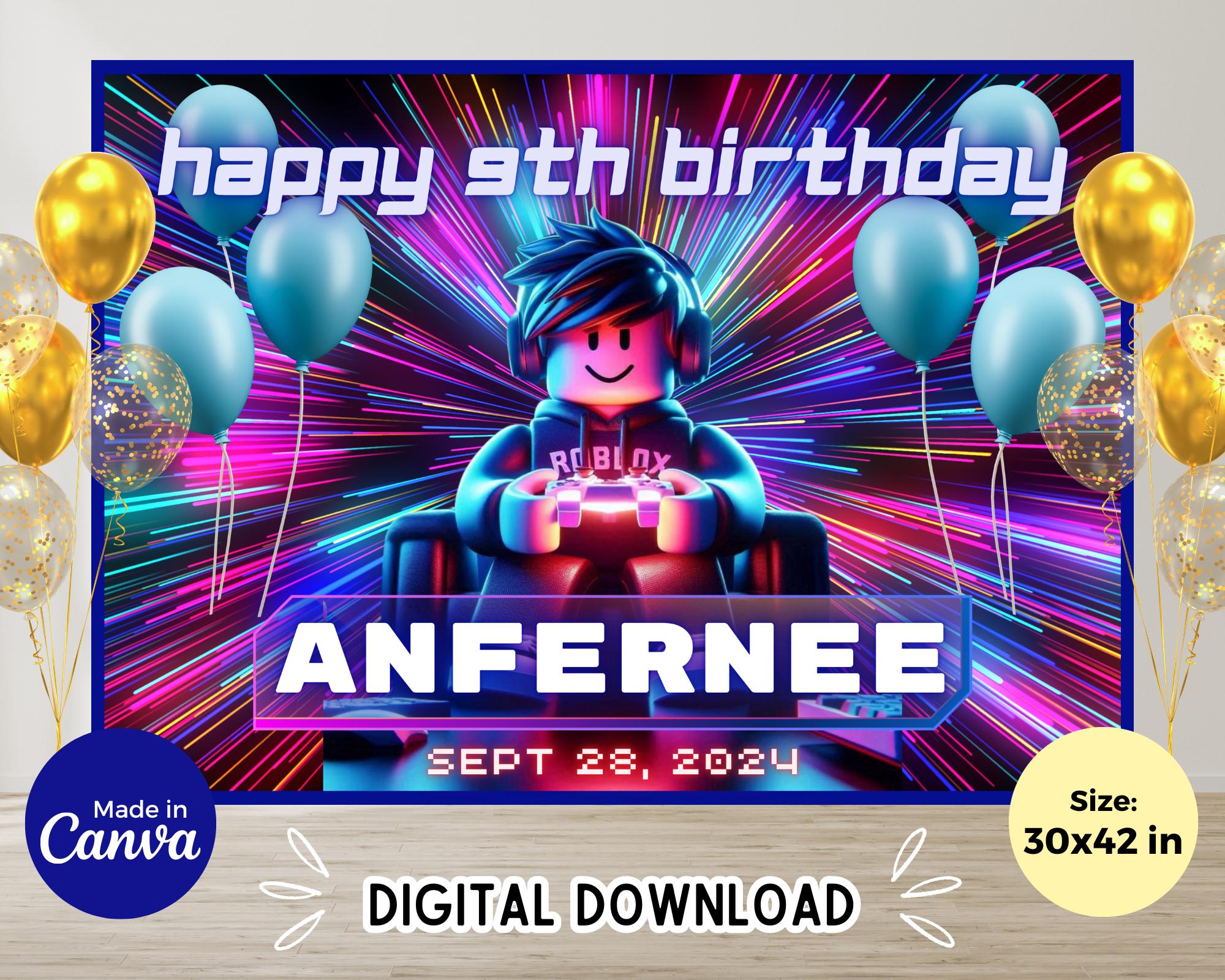 Blox Theme Birthday Banner Editable Template, Video Gamer Decorations ...