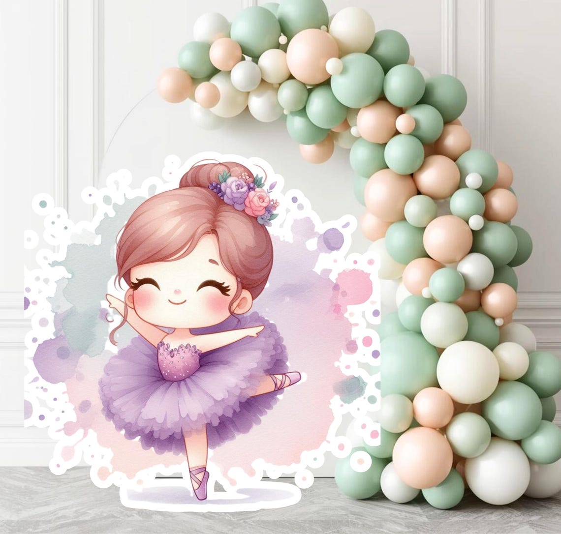Printable Purple Ballerina Party Standee, Ballet Theme Birthday Decor ...