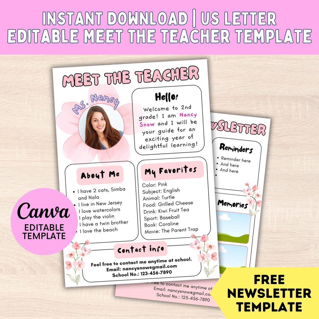 Printable Meet the Teacher Template, Colorful Classroom Newsletter ...