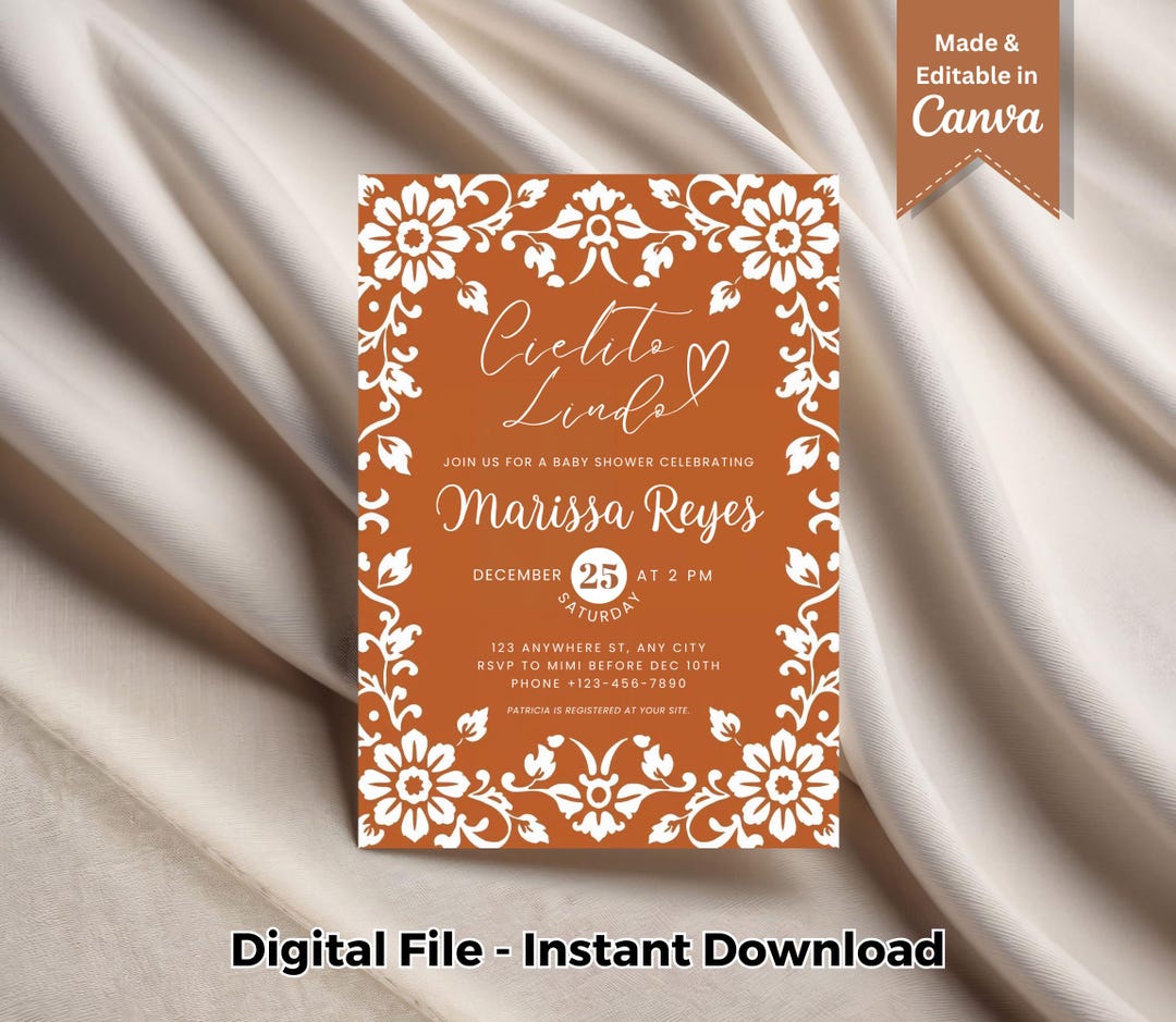 Cielito Lindo Neutral Baby Shower Invitation: Terracotta Fiesta Theme ...