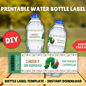 Editable Hungry Caterpillar Water Bottle Label Printable Label Template ...