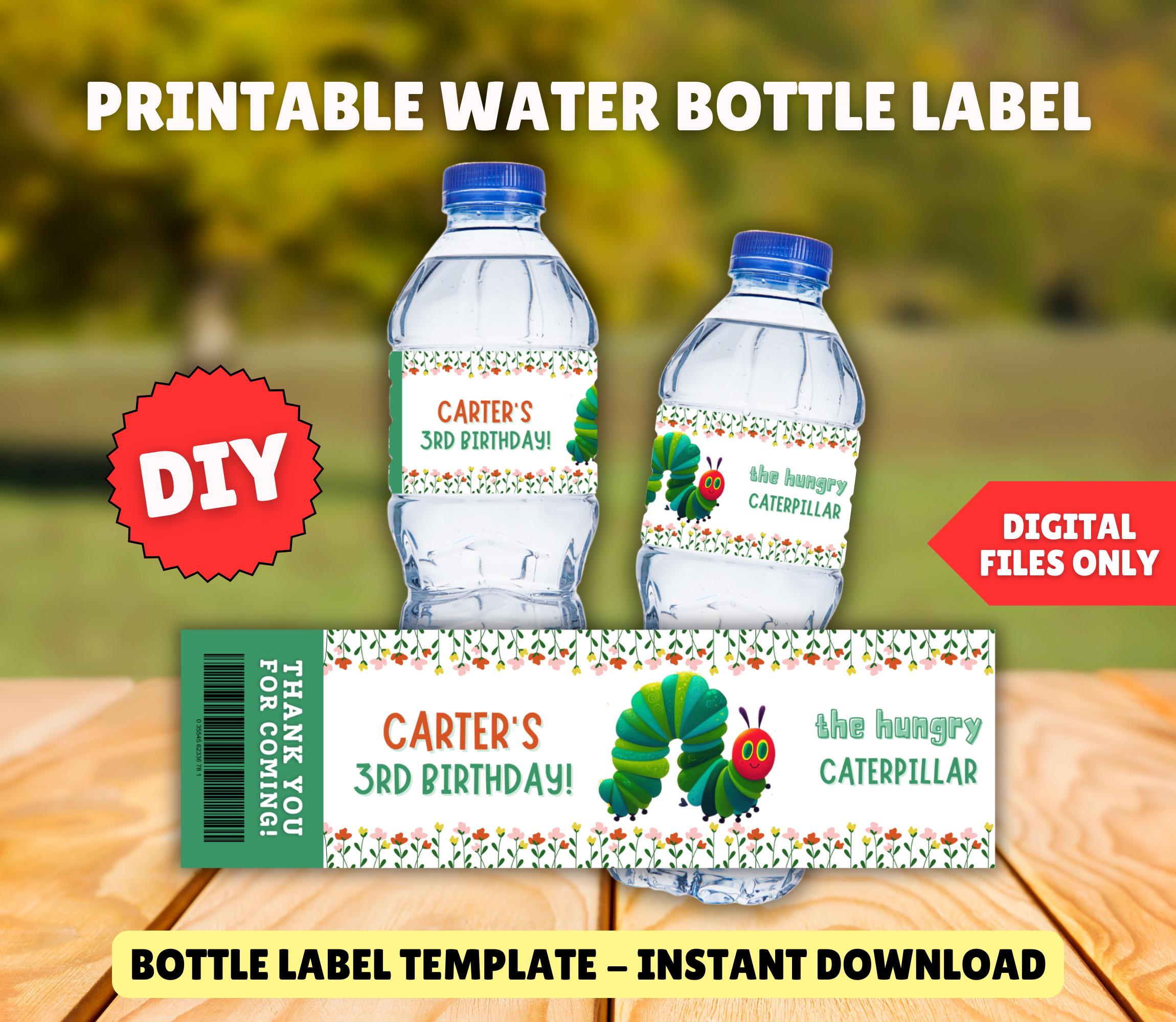 Editable Hungry Caterpillar Water Bottle Label Printable Template, DIY ...